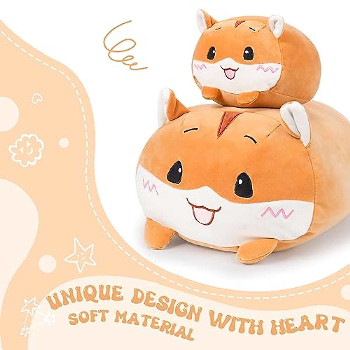 AIXINI 8 inch Cute Yellow Hamster Plush Stuffed Animal Cylindrical Body Pillow,Super Soft Cartoon Hugging Toy Gifts