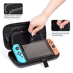 Nintendo Switch Case, Nintendo Switch OLED Case, Nintendo Switch Carrying Case for Girls Boys with 16 Game Card Slots, Lokigo Carrying case for Nintendo Switch Console Joy-Con & Accessories, Meteor