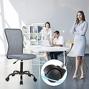 Simple Office Chair, Mesh Office Chair Armless Home Office Desk Chair Adjustable Computer Chair Task Rolling Swivel Chair for Working,Meeting,Reception Place, Grey