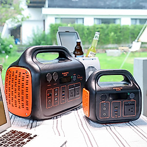 296wh Portable Power Station FUENTE LUZ Solar Generator Backup Lithium Battery Power Supply (Solar Panel Not Included)110V Pure Sine Wave AC Outlet For Outdoor Camping Travel Emergency (300, Orange)
