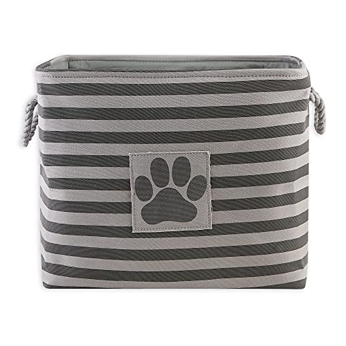 Bone Dry Pet Storage Collection Striped Paw Patch Bin, Large Rectangle, Gray