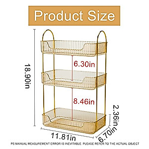 Bathroom Organizer Countertop, Vanity Organizer Trays for Bathroom Counter, Bathroom Tray Counter Organizer, Plastic Tray Stand for Perfume, Makeup, Skincare(Yellow, 3 Tiers)