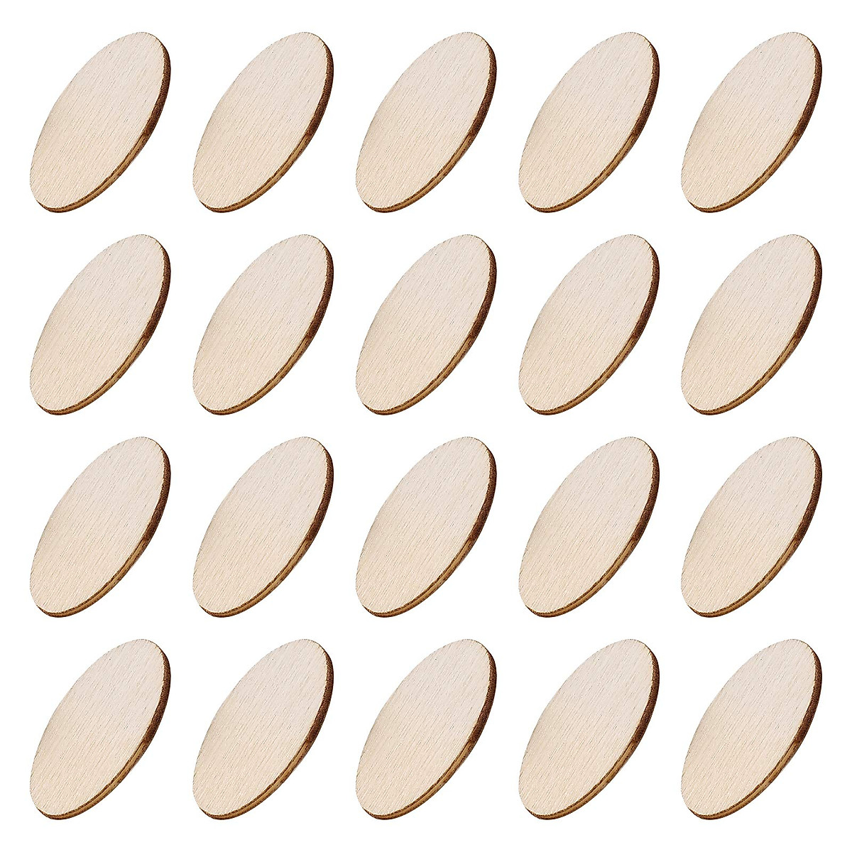 NUOBESTY 200pcs Unfinished Wood Oval Slices Natural Rustic Wooden Cutout Oval Wood Pieces Tag for DIY Craft Wedding Centerpiece Christmas