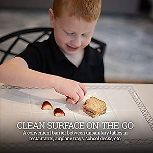 HomeWorthy White Disposable Placemats for Baby, Kids, Toddler, Children, Adults - Neat and Sticky Plastic Placemat Table Topper Solutions for Restaurant, Schools, Crafts, or Travel Mats - 40 Pack