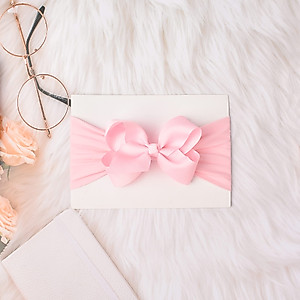 22 PCS Baby Girls Headbands Grosgrain Ribbon Big Hair Bows Elastic Soft Nylon Hairbands Accessories for Newborn Infant Toddler Kids Handmade