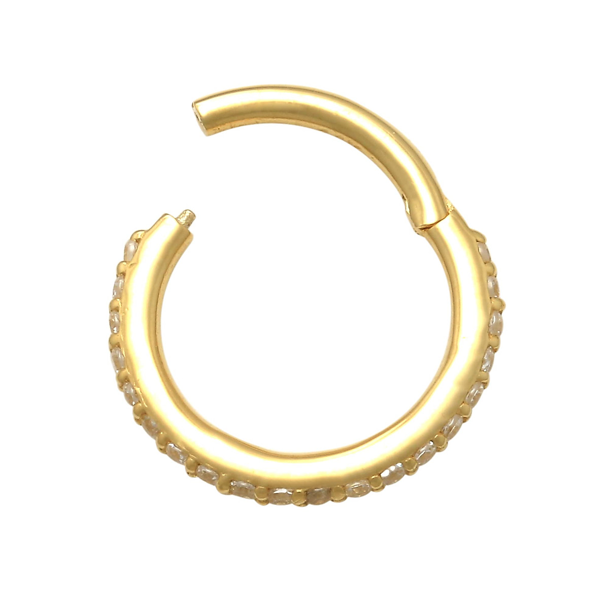 ANYGOLDS 14K CZ Hoop Piercing - Elegant Piercing Jewelry for Cartilage, Daith, Helix, Tragus, Conch, Rook, Snug - 16 Gauge Genuine Gold Piercing Jewelry for Women Gift - 1PC