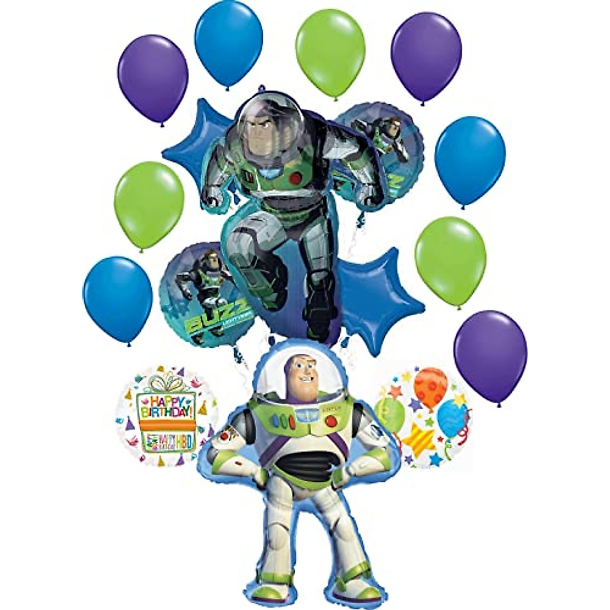 Buzz Lightyear Party Supplies Birthday Theme 17 pc Balloon Bouquet Decorations