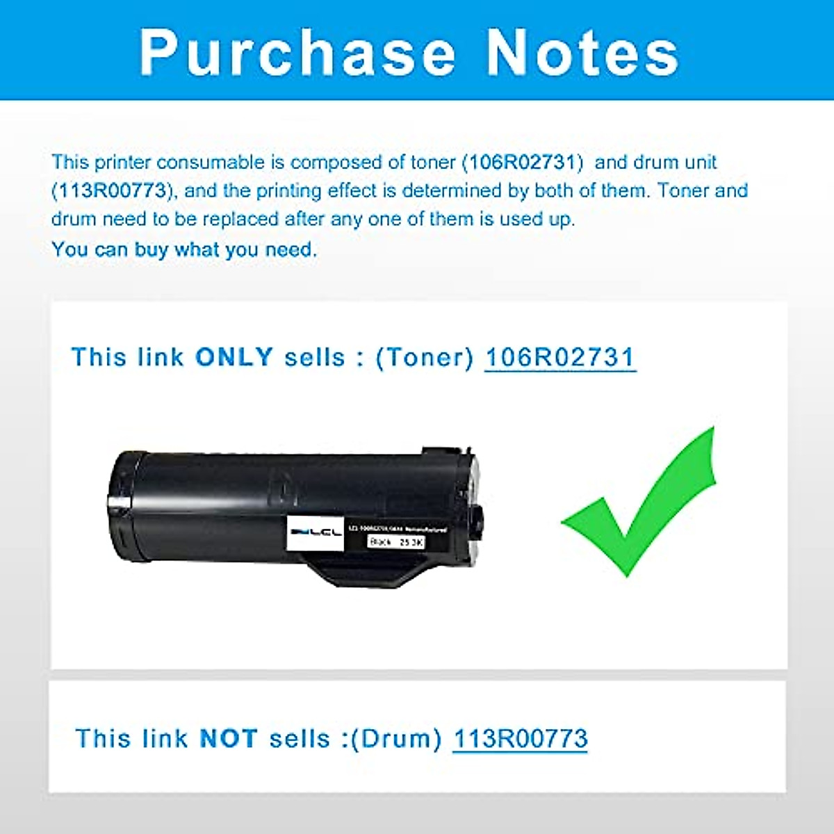 LCL Remanufactured Toner Cartridge Replacement for 106R02731 106R02720 Phaser 3610 3610DN 3610N WorkCentre 3615 3615DN 25300 Pages 3610V Phaser 3610DNW 3615V 3615DNW (1-Pack Black)