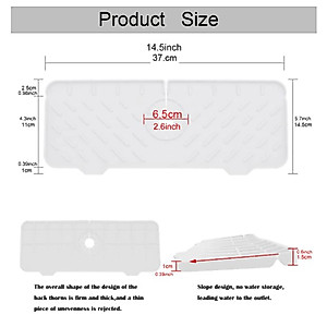 Faucet Splash Catcher, Silicone Faucet Water Catcher Mat, Drip Protector Splash Countertop, Sink Draining Pad Behind Faucet for Kitchen & Bathroom Countertop Protect, 37 * 14.5 * 1.5cm (White, 1)