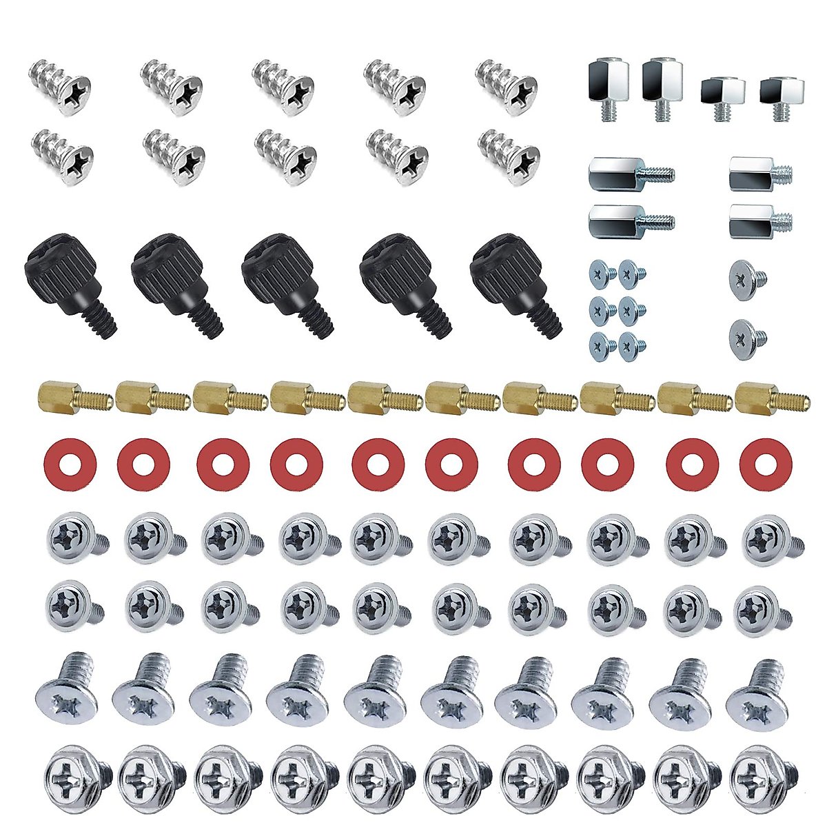 SGTKJSJS PC Computer Screws Kit, M.2 Standoff and Screw for Motherboards, Case, SSD, Fan, Power, Graphics - 91 Pcs
