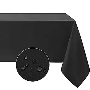 Softalker Rectangle Tablecloth Waterproof & Stain Resistant Table Cloth Wrinkle Free Fabric Washable 210GSM Polyester Table Cover for Dining/Party/Buffet/Wedding (60x84 inch, Black)