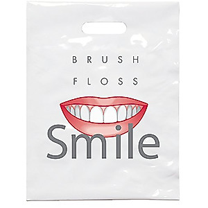Brush Floss & Smile Dental Giveaway Bags, 7-3/4" x 9", 100 Pack