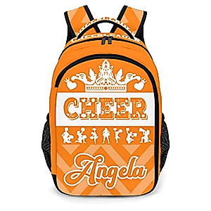 Anneunique Personalized Cheerleader Backpack Casual Bag Daypack for Women Men Camping Hiking Cheer Chevron Orange