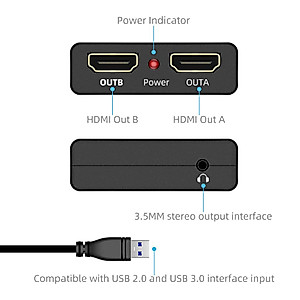 Unstincer USB 3.0 to Dual HDMI Adapter,Compatible with Windows ChromeBook MacBook,Support 3.5mm Jack Stereo Output Expand 2 Different Display Screens (Dual HDMI Adapter)