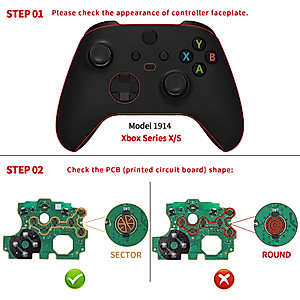 eXtremeRate Multi-Colors Luminated Dpad Thumbsticks Start Back Sync ABXY Buttons for Xbox Series X/S Controller, Black Classical Symbols Buttons DTF LED Kit for Xbox Core Controller