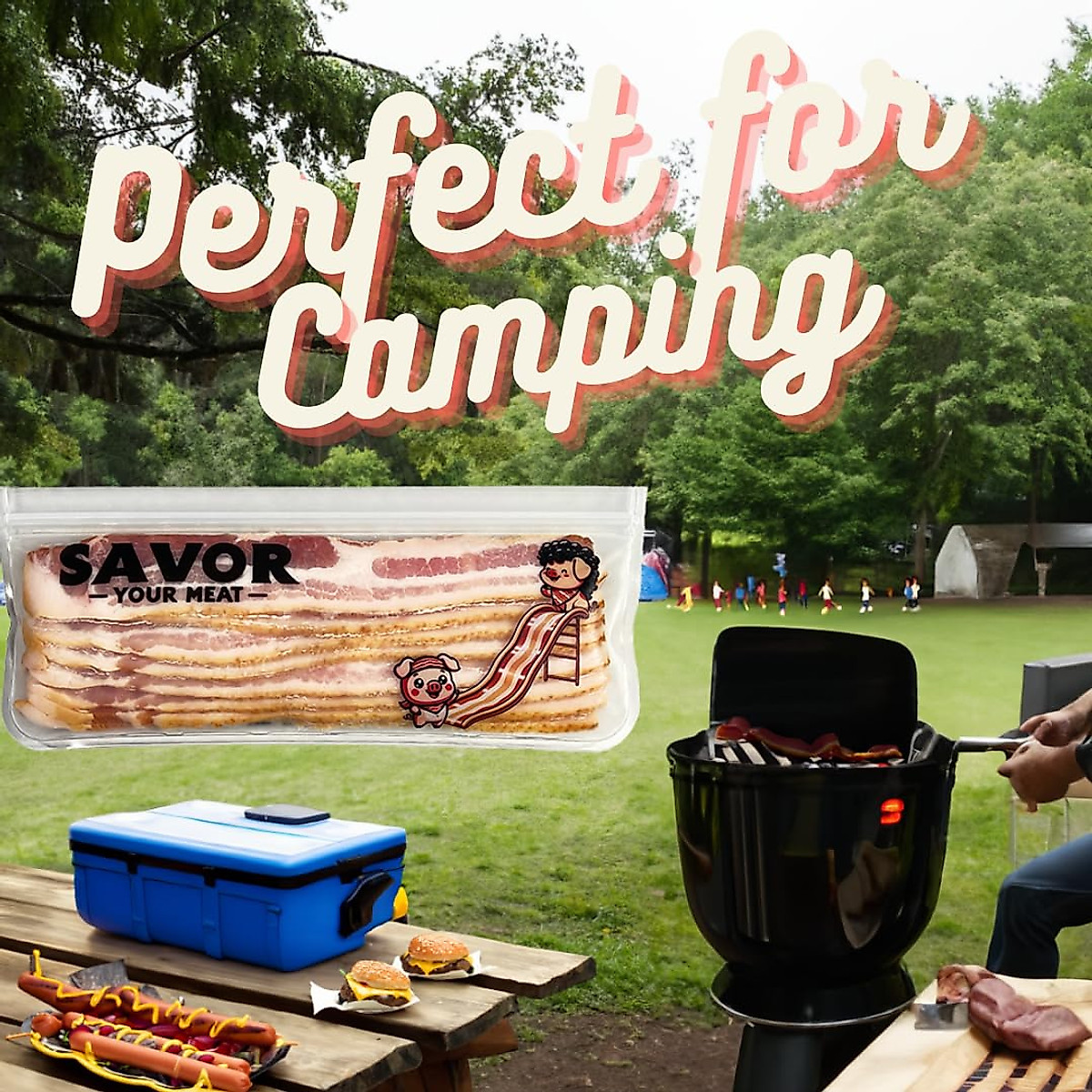 The Bacon Bag - EcoSmart Bacon Keeper - Reusable Silicone Bacon Storage Bag, BPA-Free, Leak-Resistant, Fresh Seal Design - Fridge Organizer for Bacon Lovers