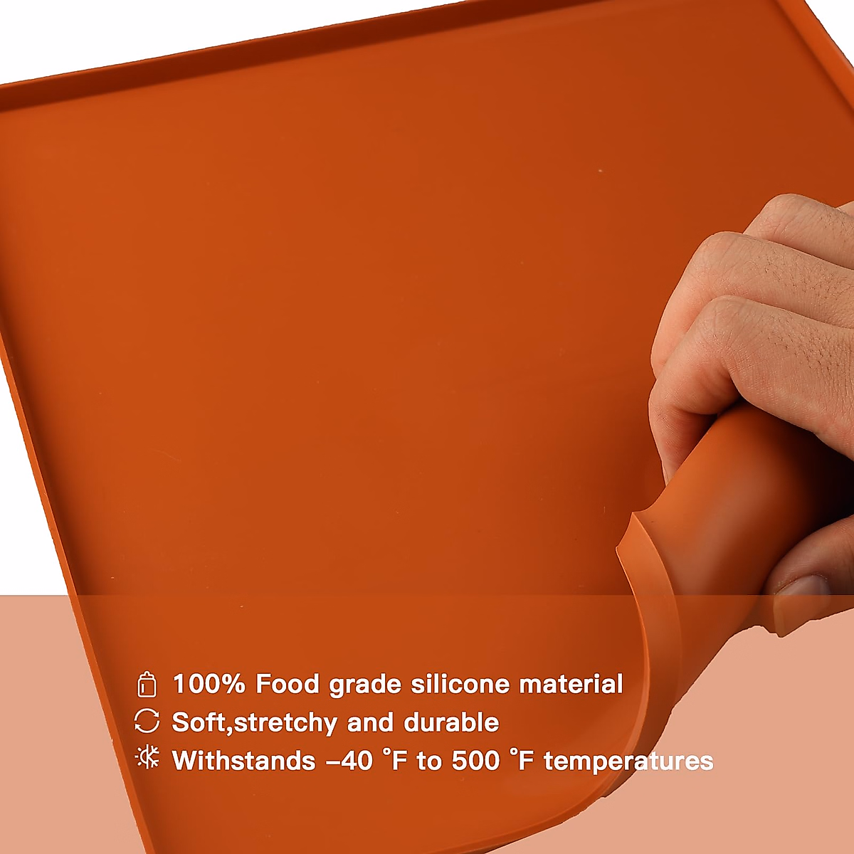 BuRuiJi 4PCS Silicone Dehydrator Trays with Edge (12" x 10"),Silicone Sheets Compatible with Cosori CP267-FD, Nonstick Silicone Dehydrator Mats Reusable for Fruits Meat Vegetables Herbs (Brown)