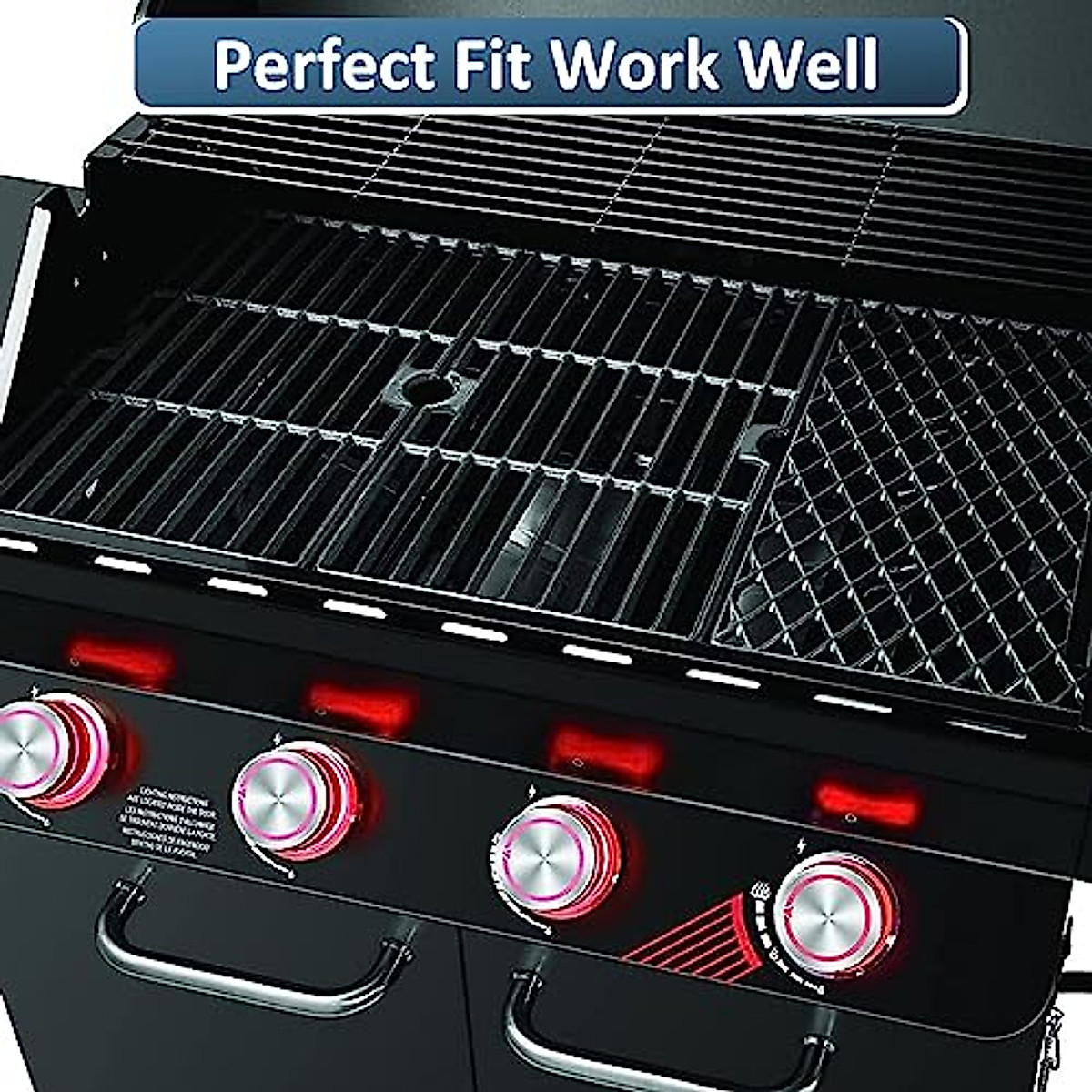 Adviace Grill Replacement Parts for Dyna Glo DGH474CRP, DGH483CRP, DGH474CRN-D, DGH474CRN, Cast Iron Grill Grates, Porcelain Heat Plates Shields Tents and Burners for Dyna-Glo Grill Replacement Parts.