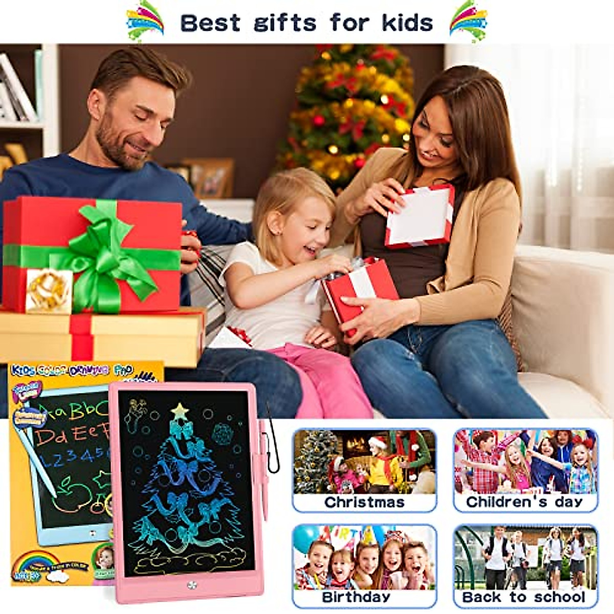 LCD Writing Tablet,10 Inch Drawing Tablet Kids Tablets Doodle Board Electronic Drawing Board for Adults and Kids Ages 3+ (Pink)