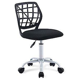 HOMEFUN Kids Desk Chair Cute Computer Office Bedroom Mesh Chair Ergonomic Swivel Armless Study Chair with Adjustable Height for Boys Girls Teens, Black