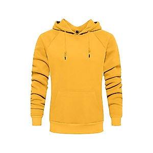 Mens Hoodie Sweatshirts Pullover, Black Cotton Hoodie Men Zip Up Lightweight Hoodie Red Pullover Street Man Loose Blank Fleece Sweater Men's Large Long Sleeve Hoodie For Sports (L, Yellow)