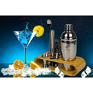 ELEMENTER Cocktail Shaker Set - Mixologist Bartender kit 10-Piece, Crafted from Stainless Steel, All The Accessories You Need to Mix The Perfect Drink or Martini, Cocktail kit Perfect for Gifts.