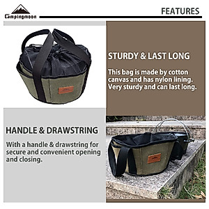 CAMPINGMOON Canvas Carry Bag for 10-inch Dutch Oven DO-28BK