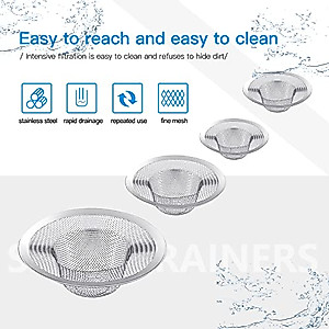 Maxware 4PCS Heavy Duty Stainless Steel Sink Strainer,Sink Basket Set, Fits Most Kitchen Sinks 4.5'', Bathroom Sinks 2.75'',Shower Drains