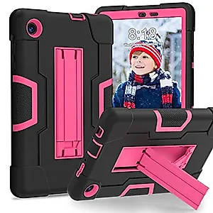 TCL Tab 8 LE Case for Kids 9137W,YLDZSH for TCL Tab 8 WiFi Tablet Case 9132X Soft Silicone Hard Back Hybrid Case for TCL Tab 8 Tablet (Black+Rose red)