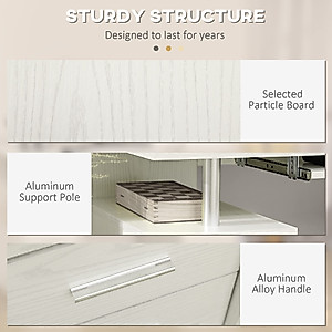 HOMCOM 47" Computer Desk with Keyboard Tray and Storage Drawers, Home Office Workstation Table with Storage Shelves, White Wood Grain