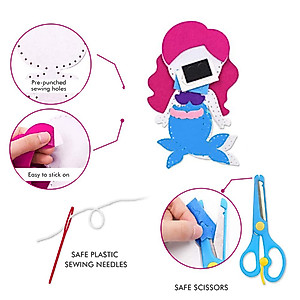 Felt Sewing Kit,8 Pcs Ocean Animals Sewing Kit Mermaid DIY Art Craft Felt Set Beginners Sewing Set for Boys and Girls Educational Gift