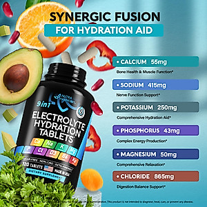 Electrolytes - Salt Pills with Magnesium, Potassium Chloride, Sodium, Vitamins D & B6, Kelp Powder - Electrolyte Supplements - Made in USA - Oral Tablets as Capsules - Vegan & Keto Friendly - 120 Tabs