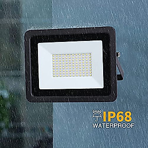 MIHEAL 2 Pack 100W LED Flood Light,Cool White, IP68 Waterproof Super Bright Work Light, 110V, Outdoor Floodlight for Yard, Garden, Garage, Lawn, Court [Energy Class A++]…