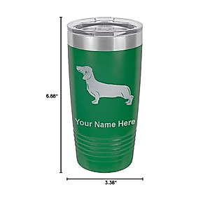 LaserGram 20oz Vacuum Insulated Tumbler Mug, Dachshund Dog, Personalized Engraving Included (Green)