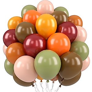 Sage Green Brown Balloons, Fall Balloons Orange Brown Yellow Balloons Burgundy balloons for Thanksgiving Wild Woodland Theme Party Birthday Baby Shower Wedding Bridal Shower Anniversary Decorations