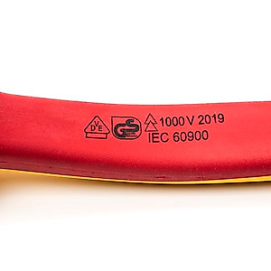 SATA 8-Inch VDE Insulated Long Needle-Nose Side Cutting Pliers with Chrome Vanadium Steel Body and Dual Material Anti-Slip Handles - ST70132ST