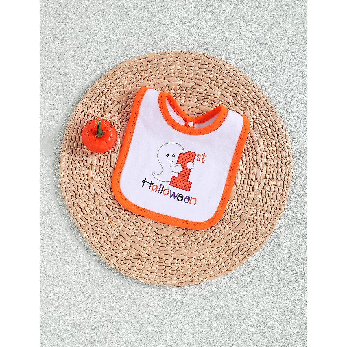 Menglang Baby Bibs My First Halloween Baby Boys Girl Bibs for Halloween Drooling and Teething (Pumpkin Orange)