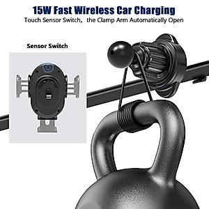 Wireless Car Charger, 15W Qi Fast Charging Auto Clamping Car Charger Phone Holder Mount, Touch Control Air Vent Cell Phone Holder for iPhone 15/14/13, Samsung S23/S22, Pixel 7,etc