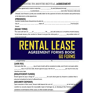 Rental Lease Agreement Forms Book: 60 Forms | Month To Month Tenancy Agreement Forms.