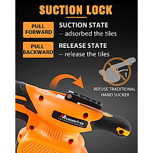 Mxmoonfree Tile Tools for Installation Tile Vibration Machine Vibrator Adsorption Lock Design with Drill Hole Guide, Suction Cup, Storage Case, 2 Pcs Battery 20V for Floor Wall Tiles