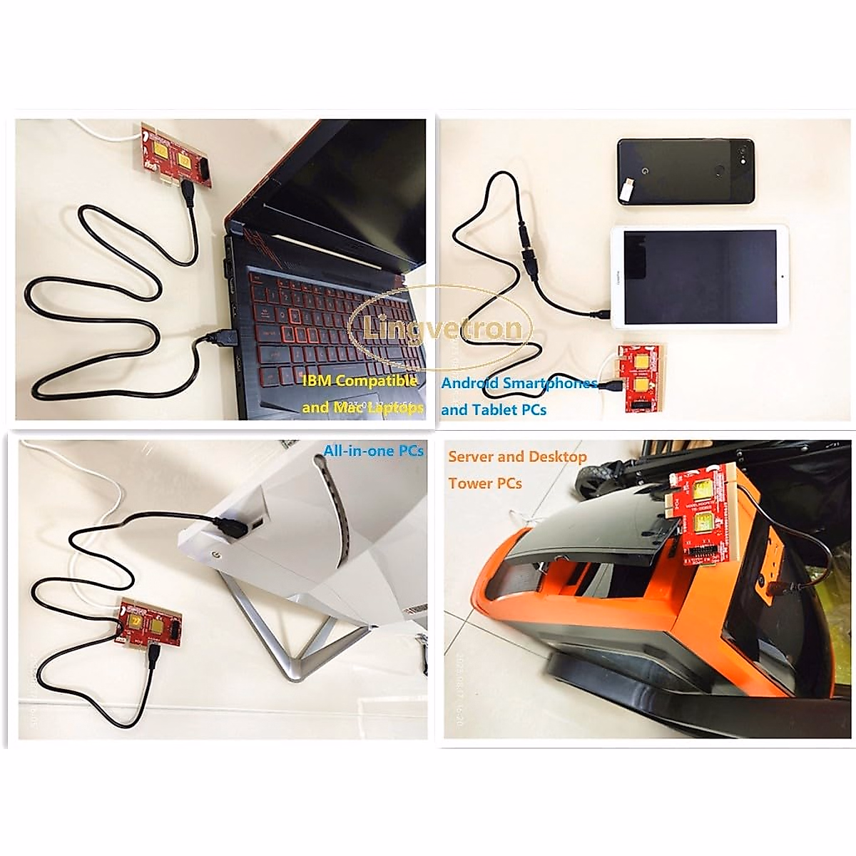 Lingvetron New V8 PCIe USB Post Test Card Motherboard Diagnostic Tester Kit Unique USB Diagnosis for PC Laptop Server All in One Mini PC Mac Android Phone Tablet Computer Analyzer Multi Ports Support