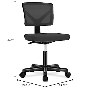 DUMOS Desk Ergonomic, Mid Back Mesh Home Office Wheels, Breathable Swivel Computer Chair with Lumbar Support & Armrests, Yellow
