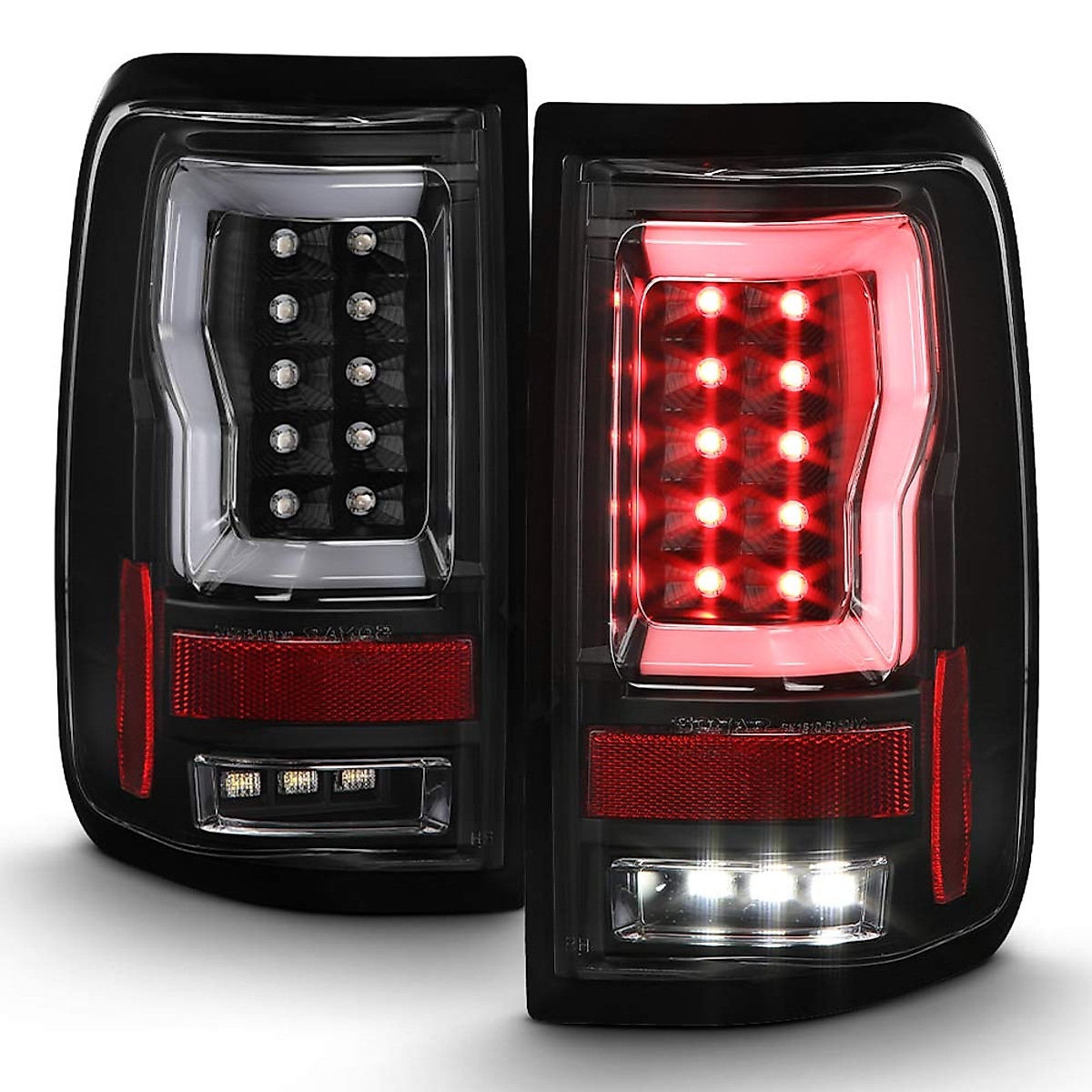 ACANII - For 2004-2008 Ford F150 LOBO Styleside Black Housing LED Tube Tail Lights Brake Lamps Driver & Passenger Side