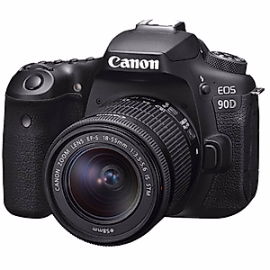 Canon EOS 90D DSLR Camera with EF-S 18-55mm f/4-5.6 is STM Lens + 2pc 64GB Memory Cards + LED Video Light + Backpack Case + Microphone & More