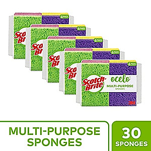 Scotch-Brite ocelo Multi-Purpose Handy Sponge, Assorted Colors, 30 Sponges