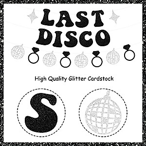 Black Glitter Last Disco Banner Garland for Space Disco Cowgirl Western Bachelorette Party Decorations Supplies