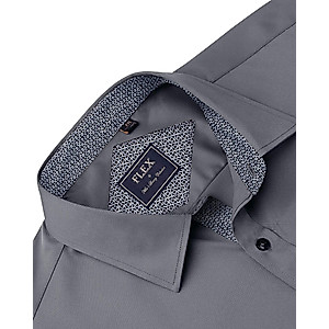 J.VER Men's Casual Long Sleeve Stretch Dress Shirt Wrinkle-Free Regular Fit Button Down Shirts Grey Medium