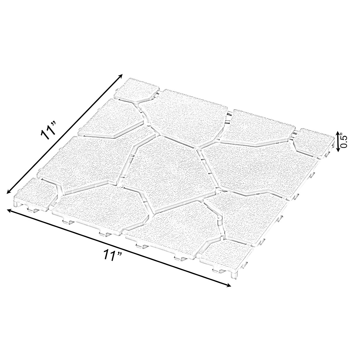 Gray Garden Path Track Interlocking Stone Look Design Pathway Tile Floor Paver, Pack of 4