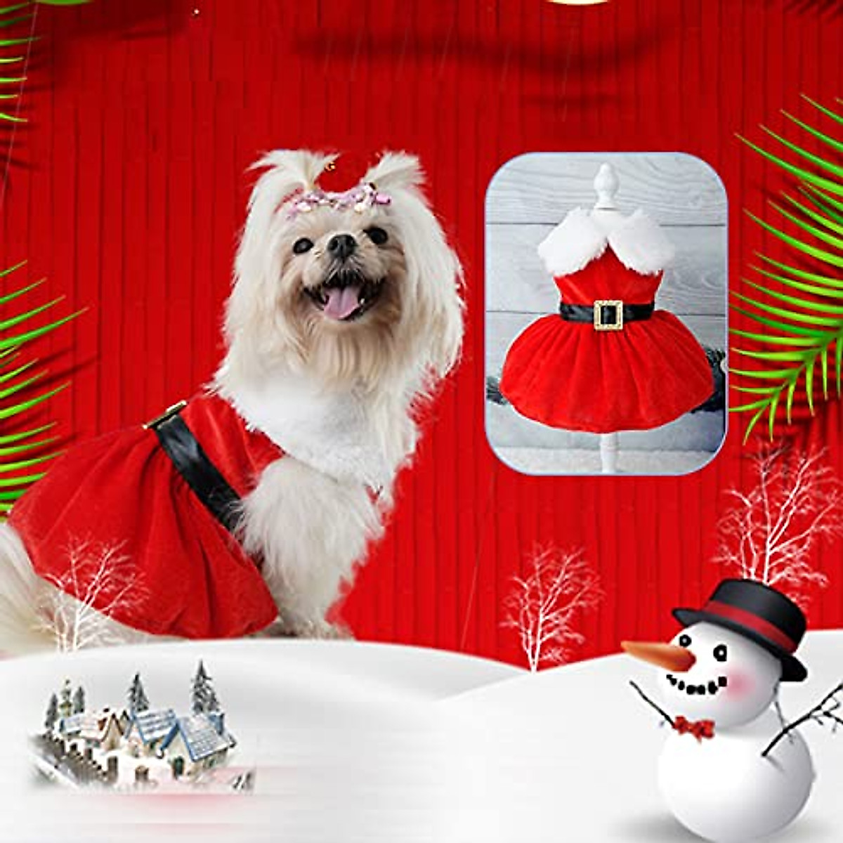Dog Christmas Sweater Xmas Pet Clothes Santa Dog Christmas Dress Santa Pet Christmas Dress Skin Friendly Breathable Elastic Pet Winter Clothes for Small Dogs Cats XL