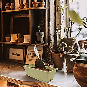 Yardwe 2pcs Balcony Indoor Shaped Flower Vegetable Hanging Trough Windowsill Rectangular Saucer Resin Décor, Nursery Tray Green Container Bonsai Porch Basin Household Basket